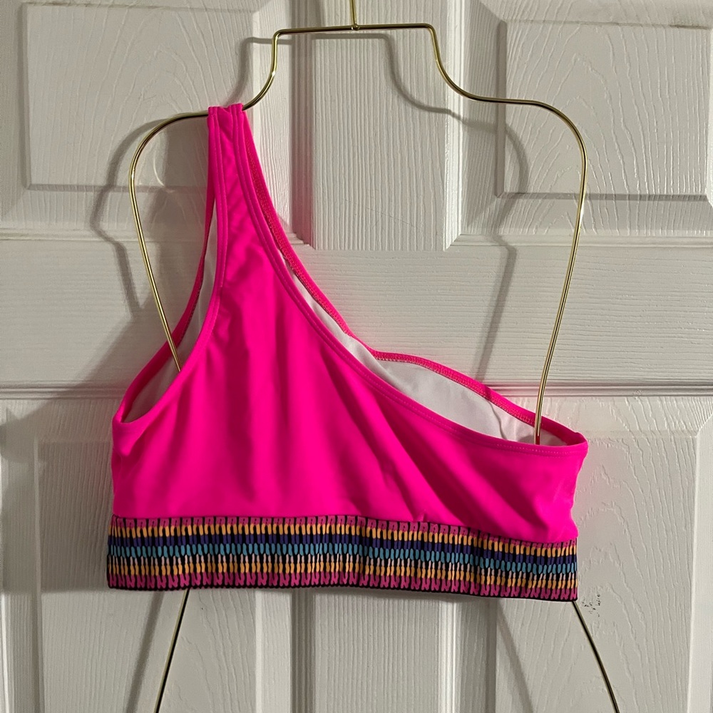Swim Suit Hot Pink Bikini With One Shoulder Strap Gem